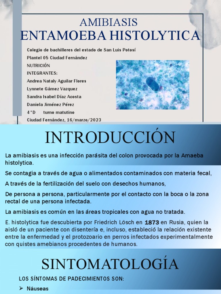 Amibiasis: Infección y Prevención | PDF | Especialidades Medicas ...
