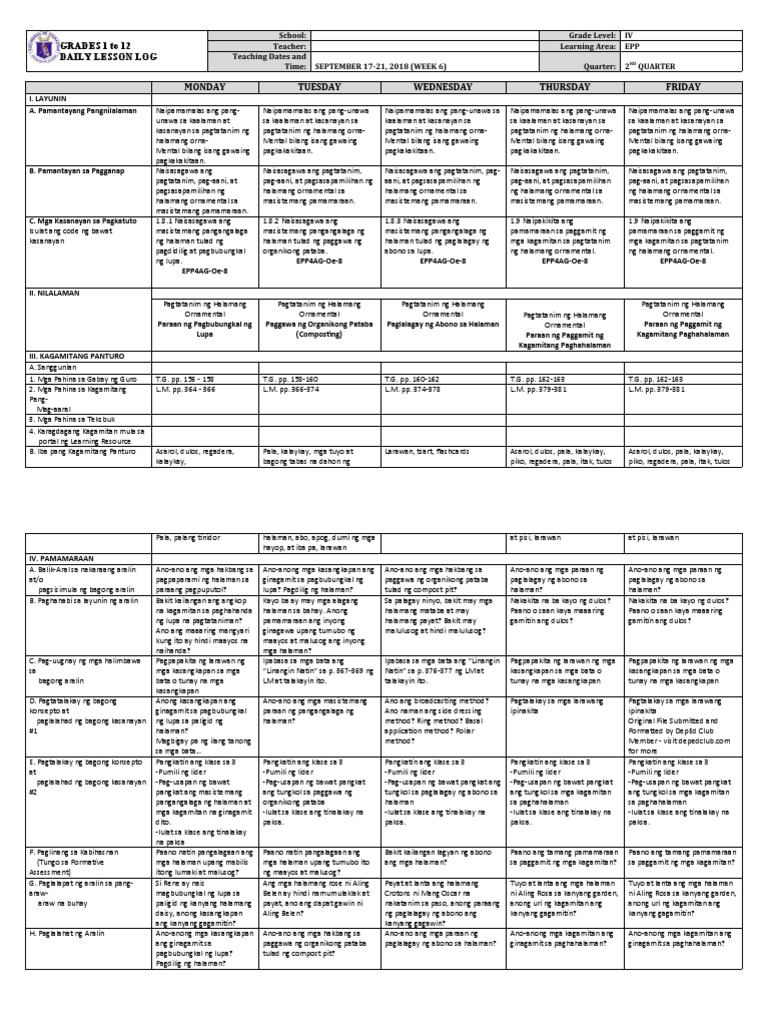 DLL - Epp 4 - Q2 - W6 | PDF