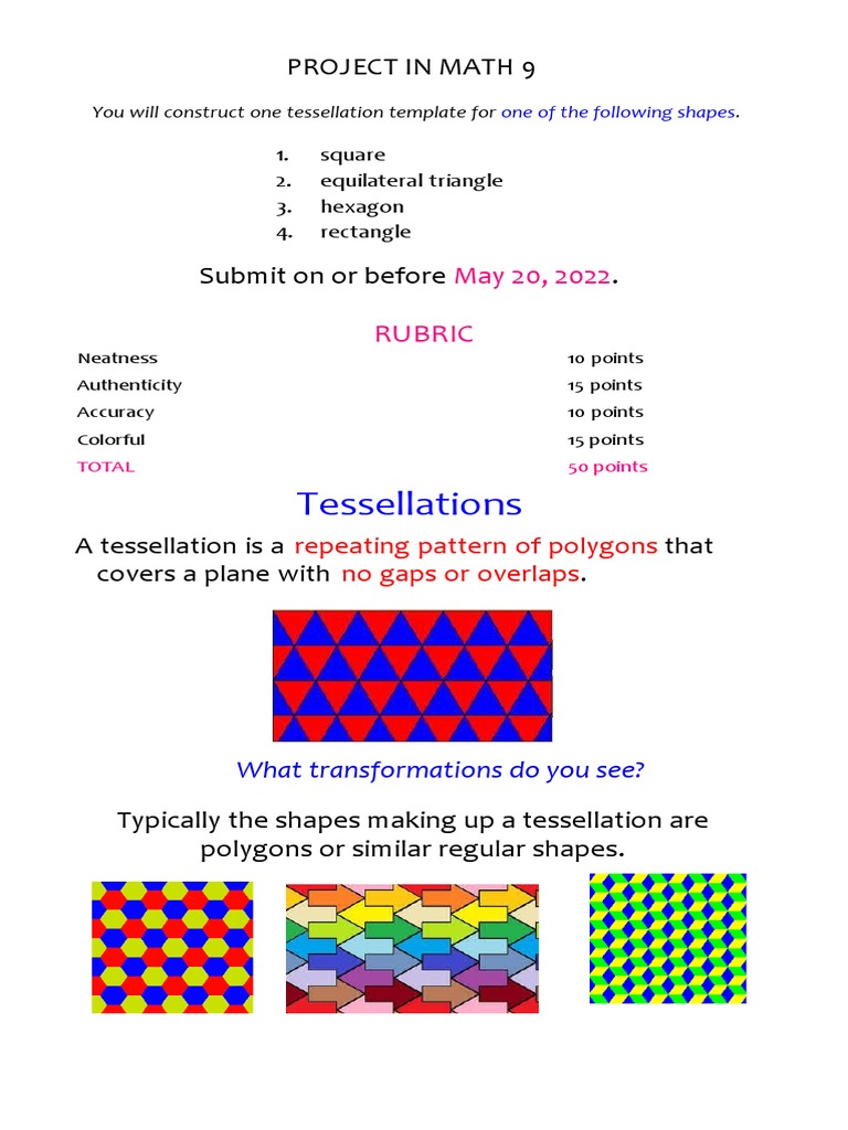 Tessellations: Project in Math 9 | PDF