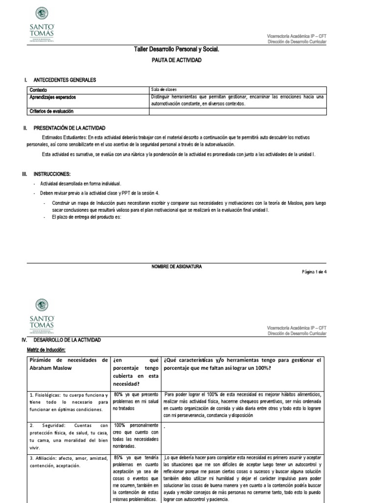 Actividad Reconociendo Mis Necesidades y Motivaciã N | PDF | Evaluación | Creatividad