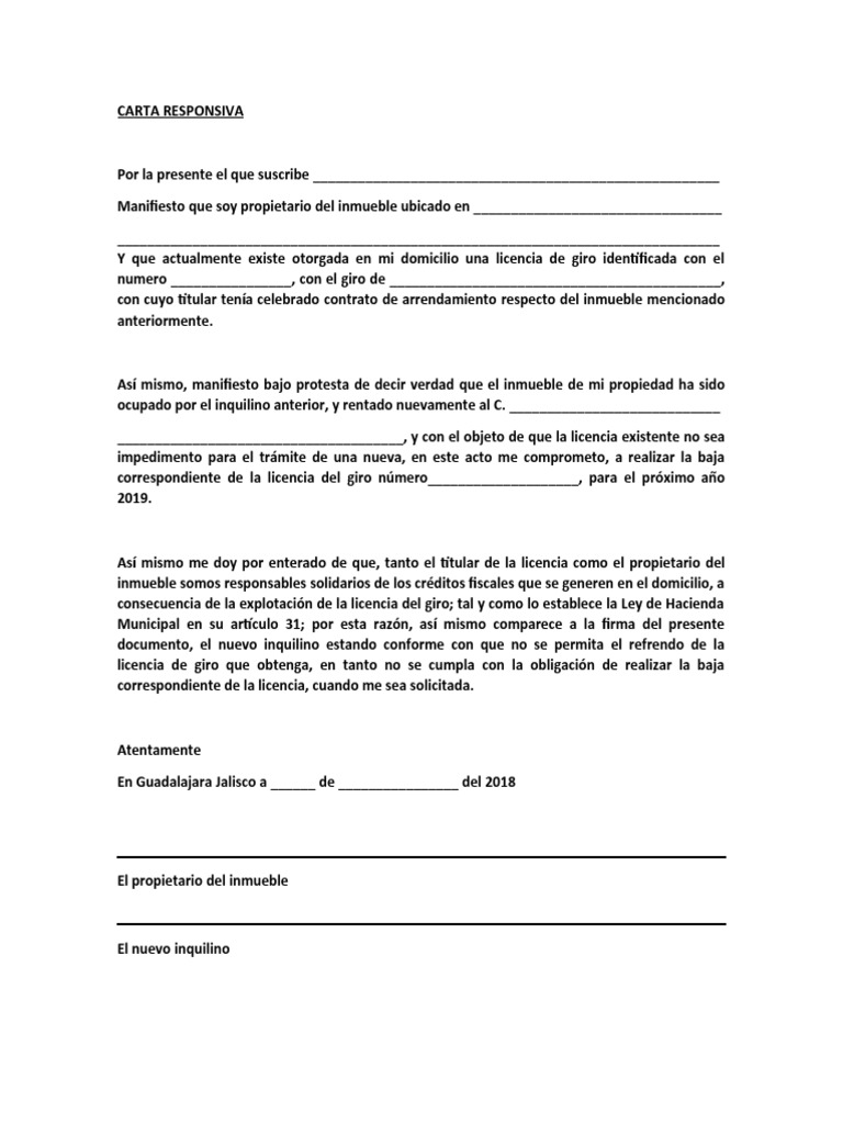 Carta Responsiva | PDF