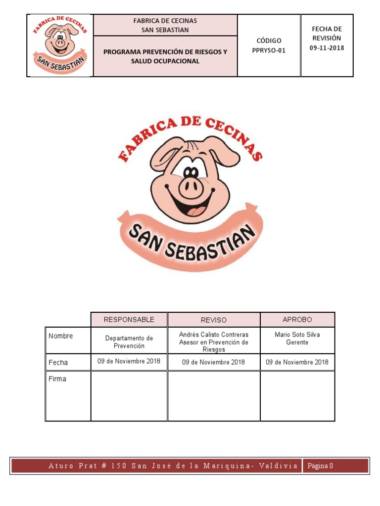 Programa Prevencion de Riesgos F.C. San Sebastian 2018-2019 | PDF | Seguridad y salud ...