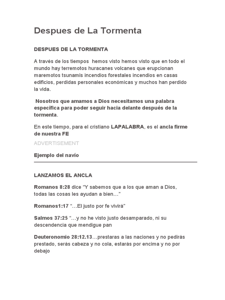 Despues de La Tormenta | PDF | Dios | Libro del éxodo