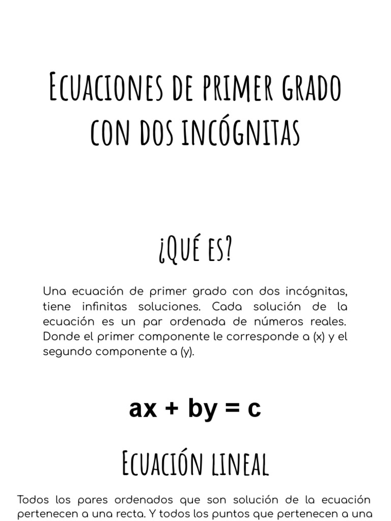 Ecuaciones de Primer Grado Con Dos Incognitas | PDF