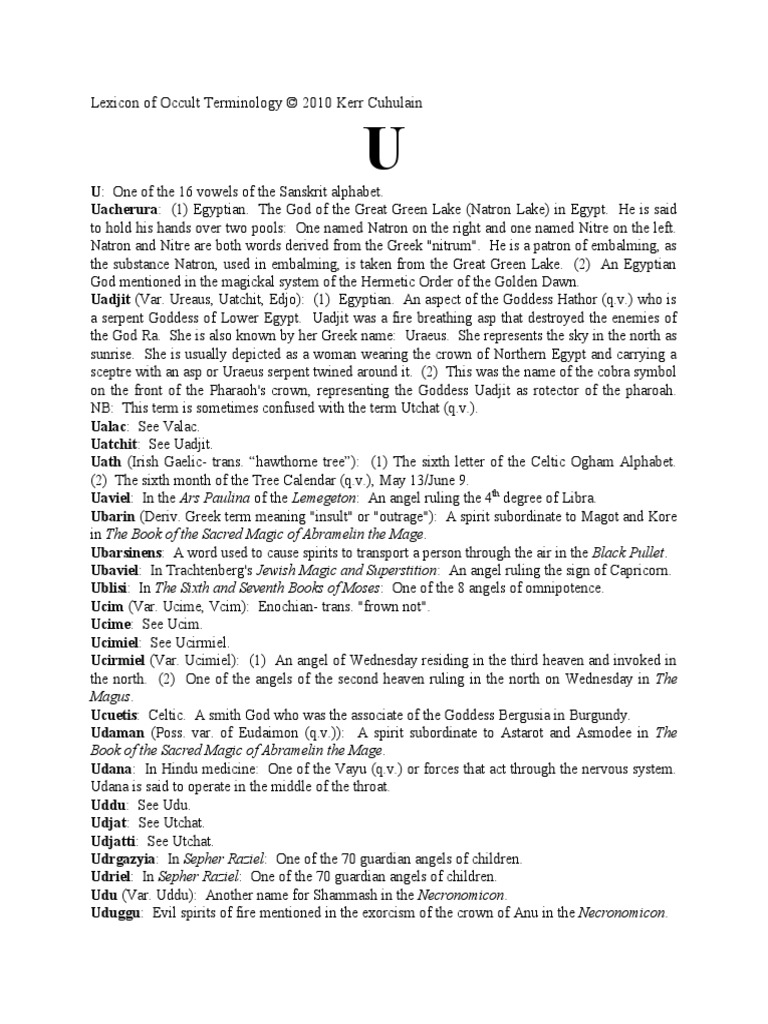 Glossary-U of Magic Terms | PDF | Religious Belief And Doctrine | Mythology