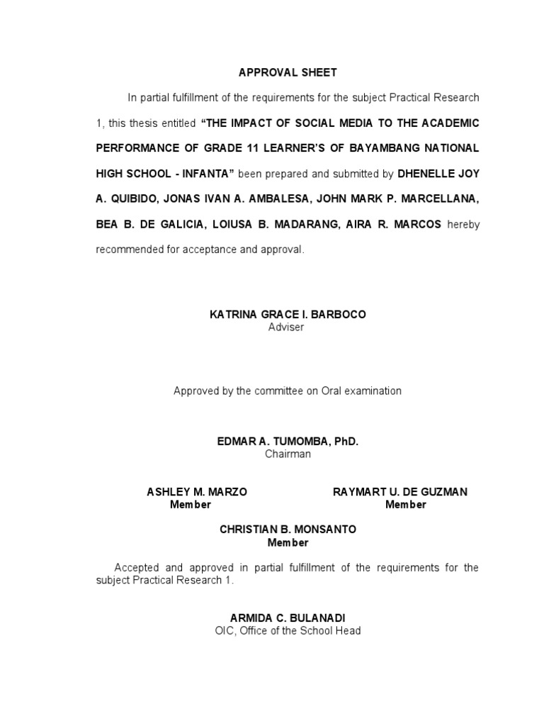 Approval Sheet | PDF