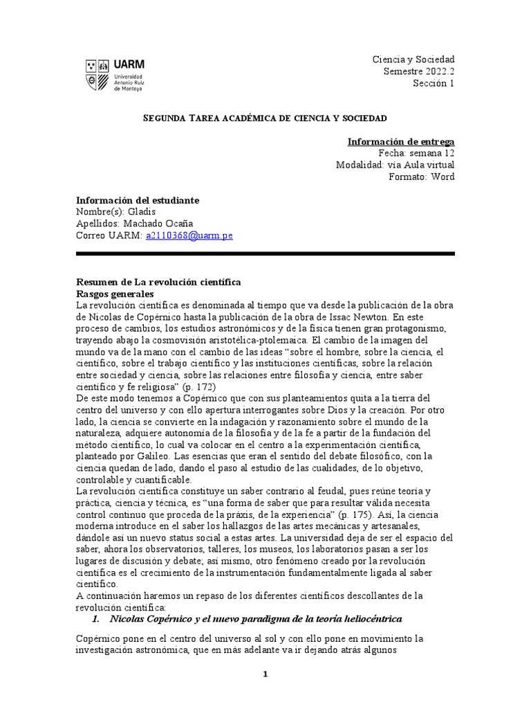 Tarea | PDF | Revolución científica | Isaac Newton