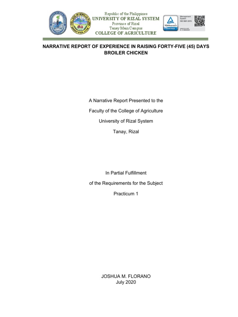 Narrative Report of Experience in Raising Forty | PDF | Meat | Poultry
