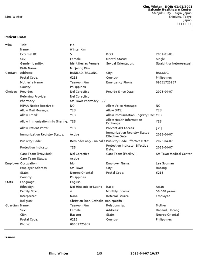 Example OpenEMR | PDF | Epidemiology | Human Diseases And Disorders