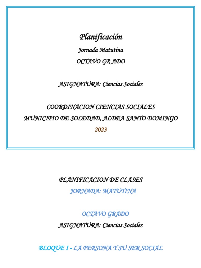Planificación OCTAVO 8vo CC - SS. | PDF | Américas | Constitución