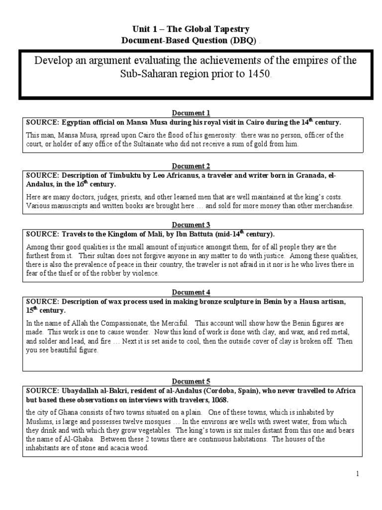 Unit 1 - Africa DBQ | PDF
