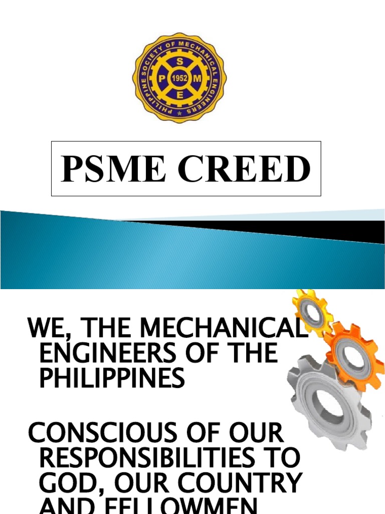 PSME Creed for Mechanical Engineers | PDF | Finance & Money Management