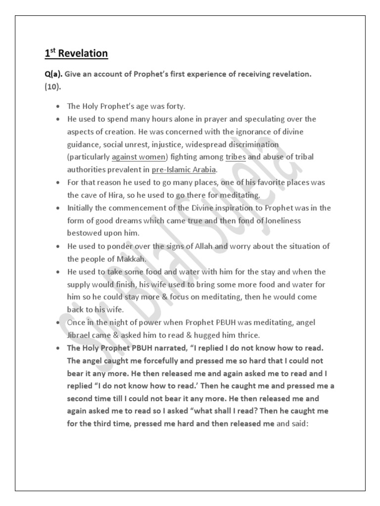 1st Revelation Pdf Quran Islam