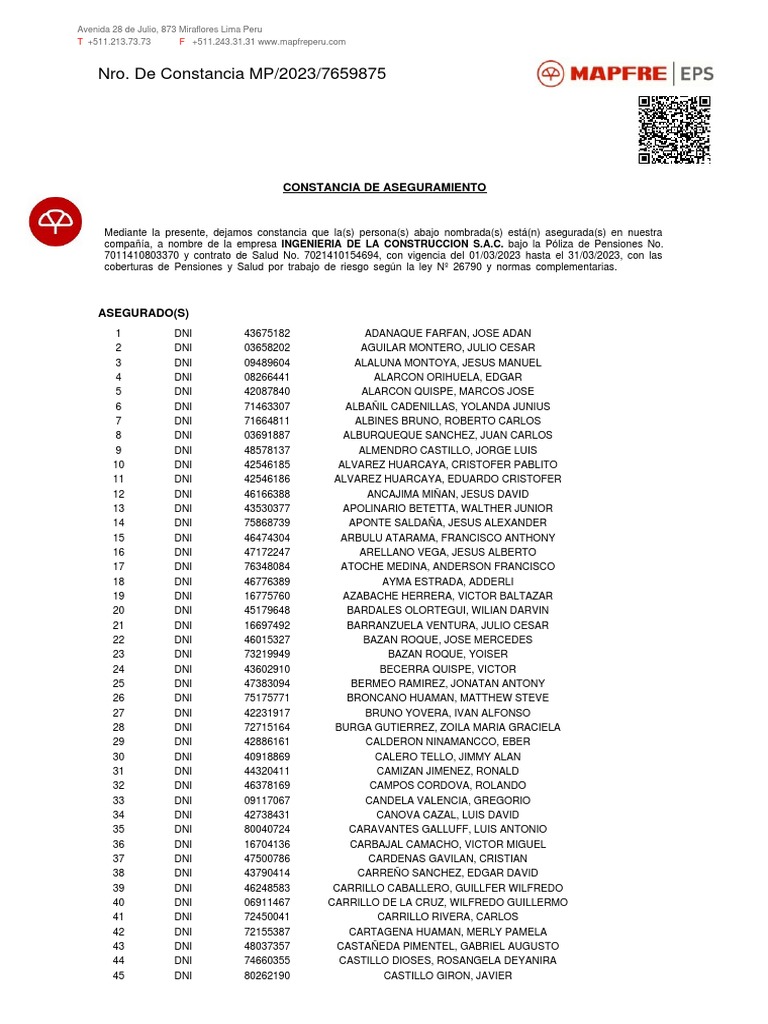 SCTR General Marzo | PDF