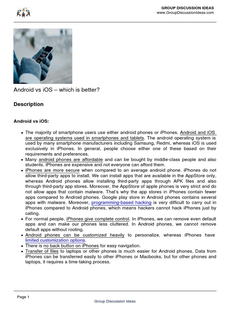 Android Vs iOS Which Is Better | PDF | Android (Operating System) | I Phone