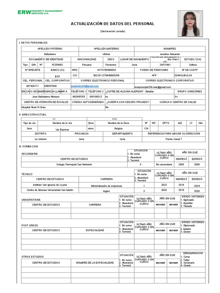 Actualización de Datos del Personal | PDF