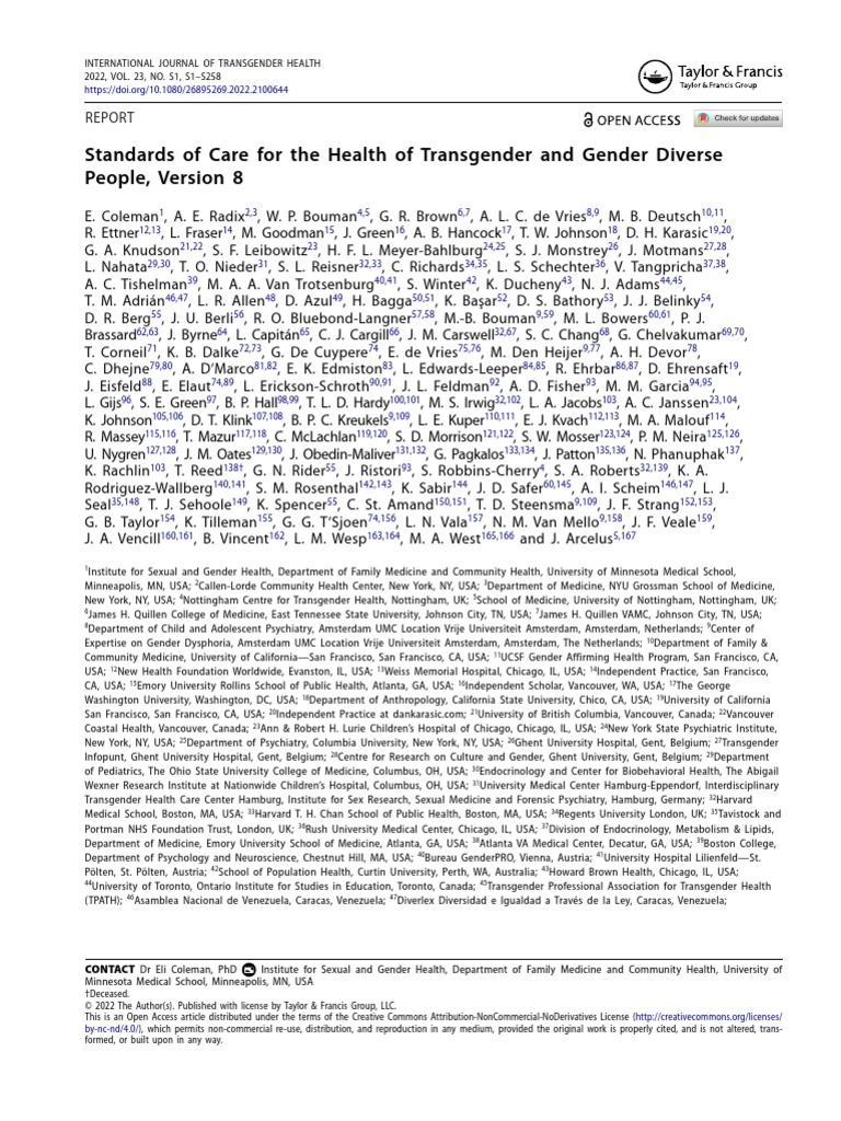 Standards of Care For The Health of Transgender and Gender Diverse ...