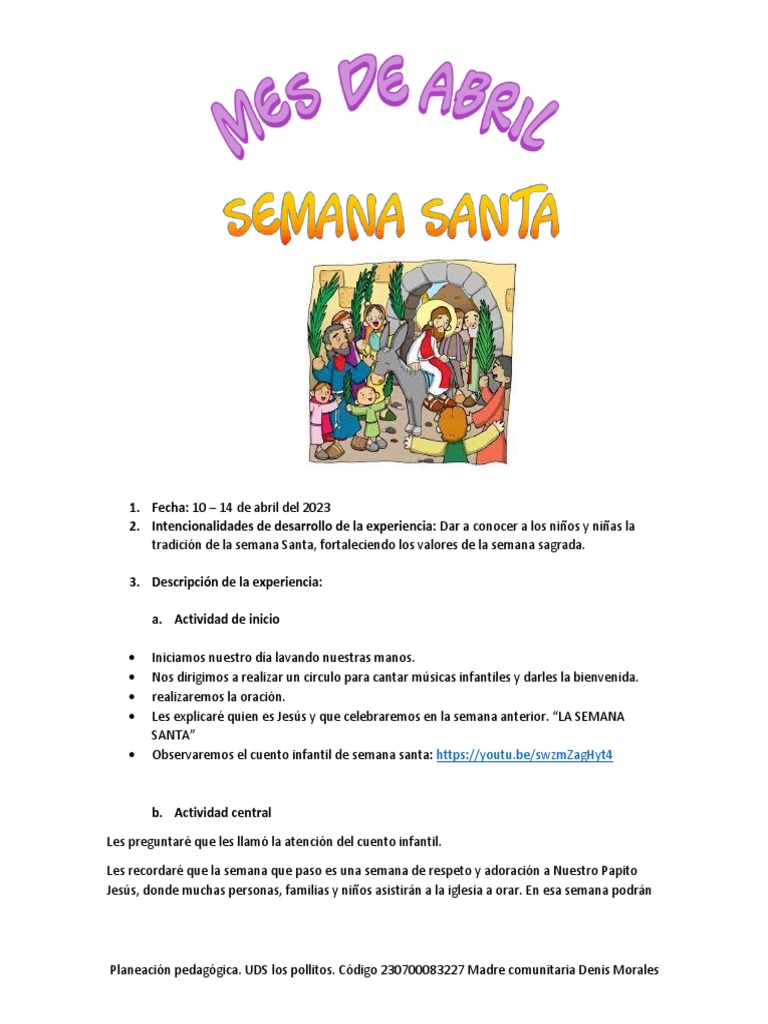 Planeación Pedagógica: Semana Santa y Yoga | PDF