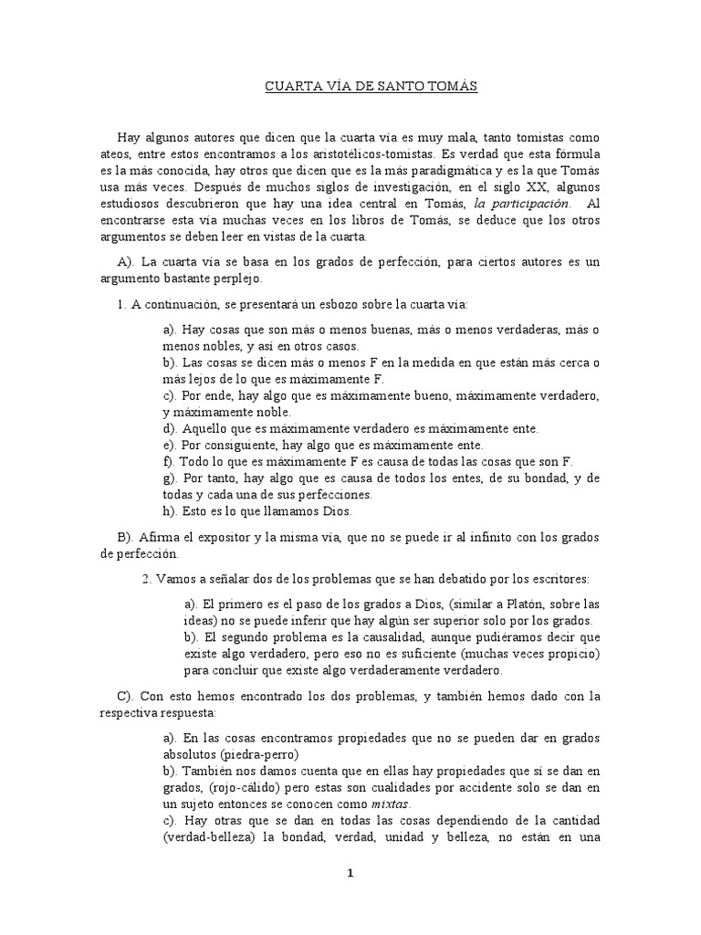 Cuarta Vía de Santo Tomás | Descargar gratis PDF | Esencia | Existencia