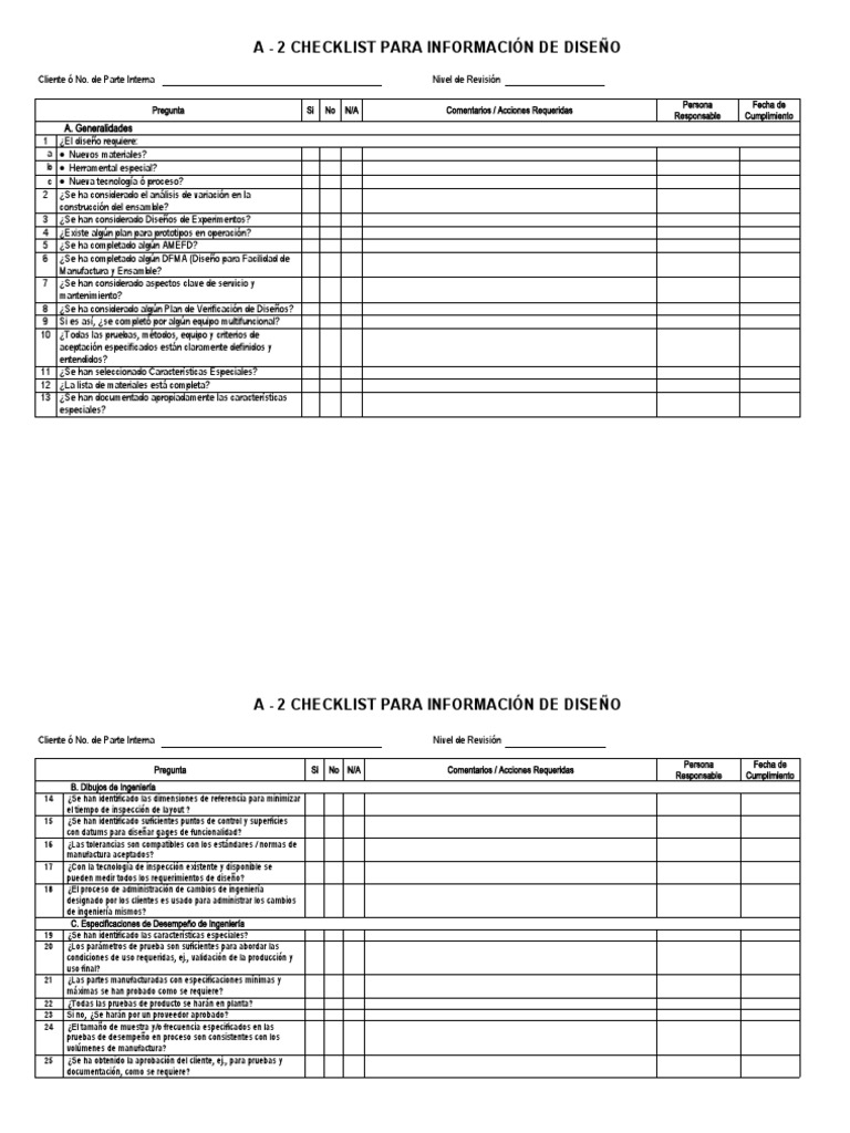 A-2 Checklist - Informacion.Diseños | PDF | Diseño