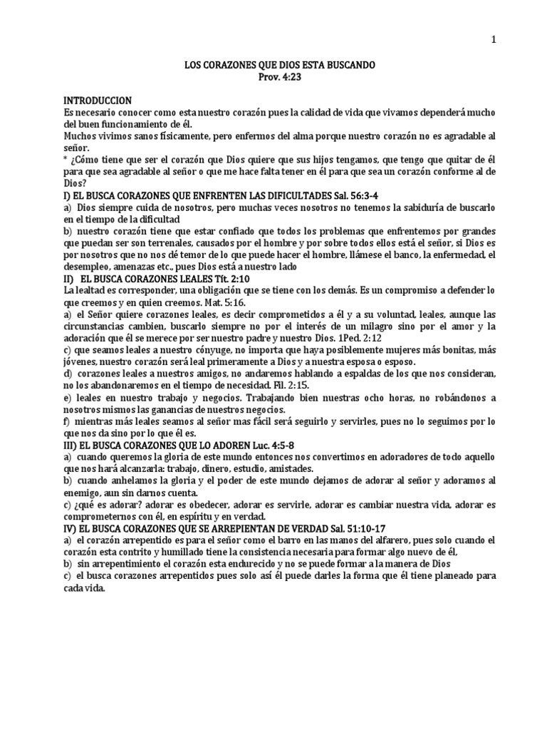 Los Corazones Que Dios Esta Buscando | PDF