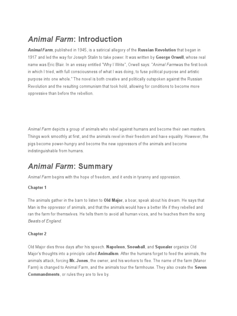 Animal Farm Notes | PDF