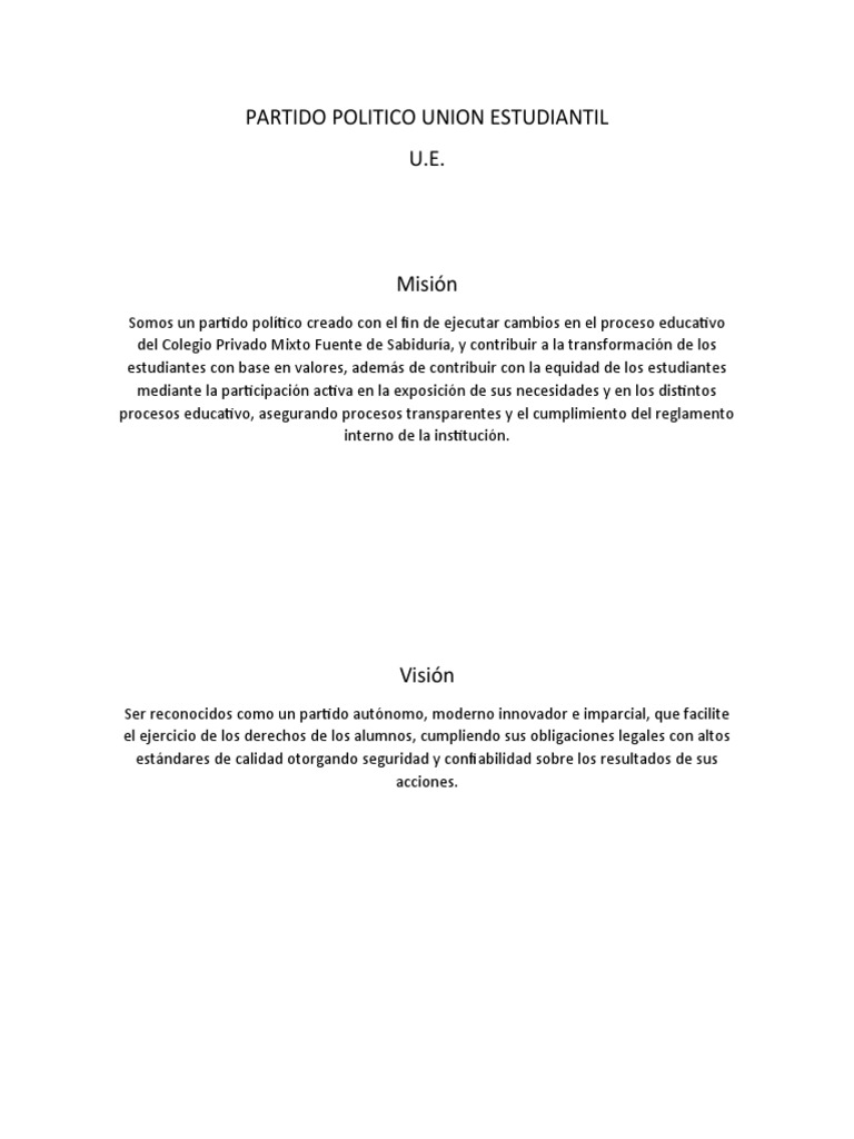 Partido Politico Union Estudiantil U.E | Descargar gratis PDF | Deportes