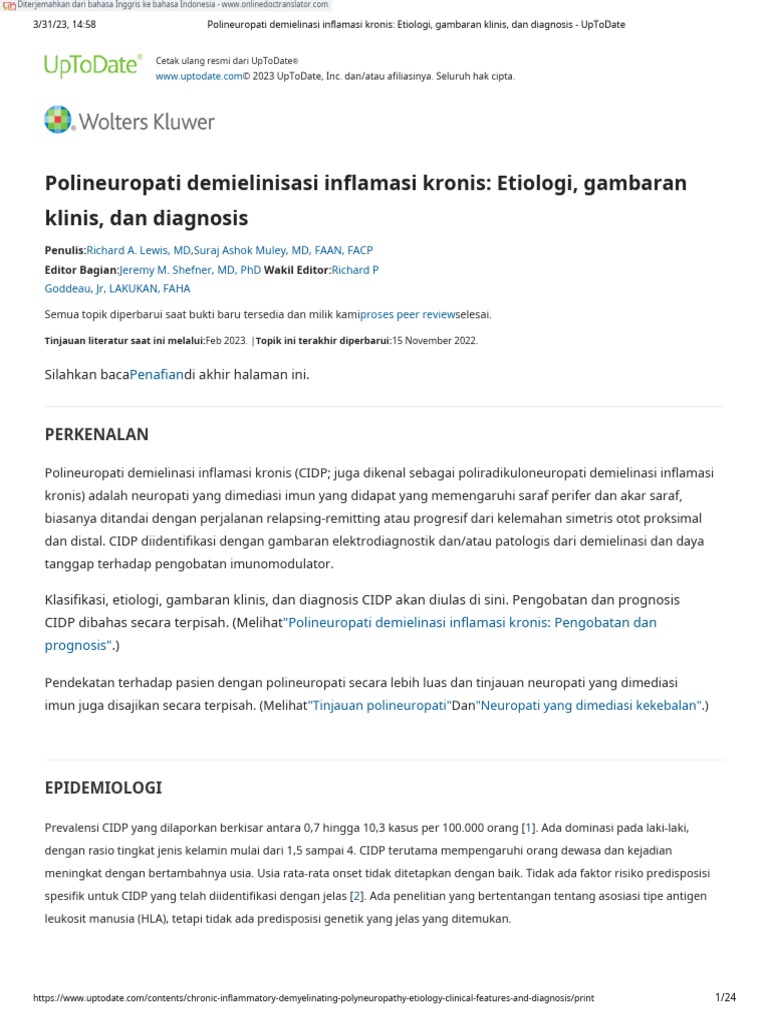 Chronic Inflammatory Demyelinating Polyneuropathy - Etiology, Clinical Features, and Diagnosis ...