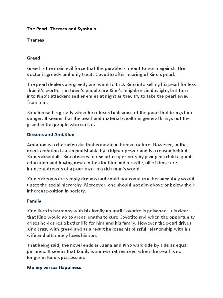 The Pearl - Themes and Symbols | PDF