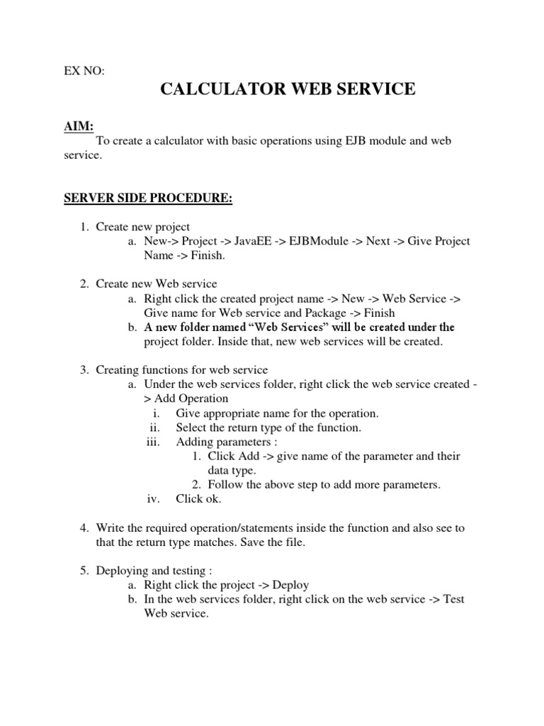 Calc Project | PDF | Html | Soap