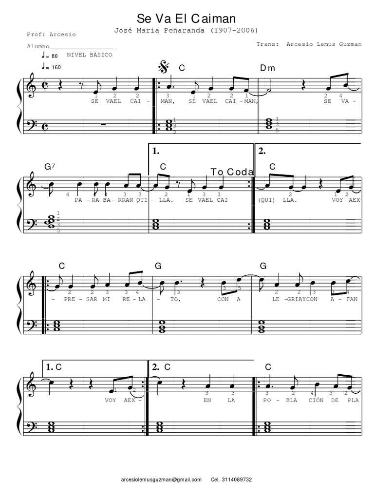 Se Va El Caiman Melodia y Acordes Basicos | PDF | Ropa | Softlines ...
