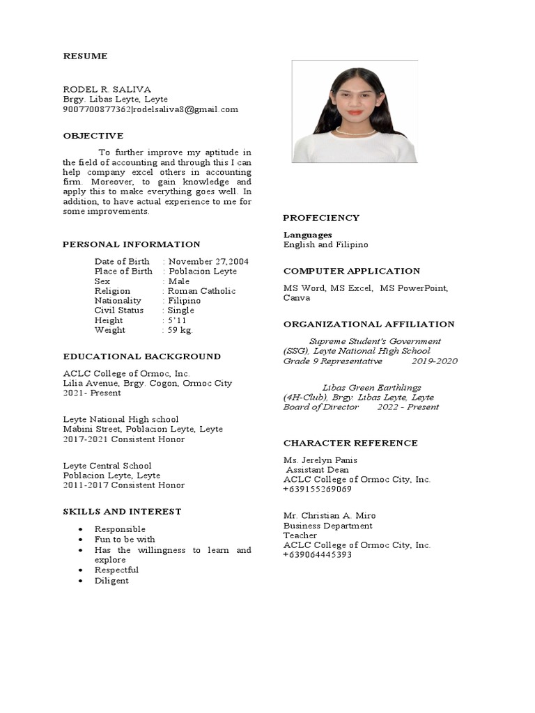 RESUME EXAMPEL | PDF