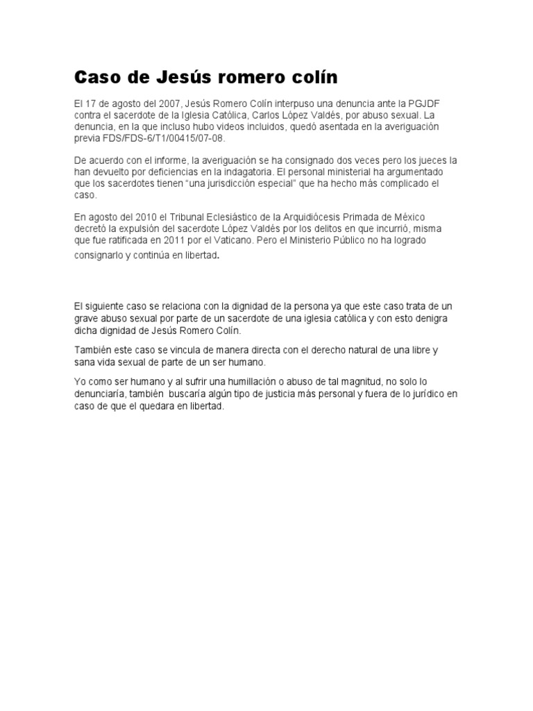 Caso de Jesús Romero Colín | PDF | Libertad | Violación
