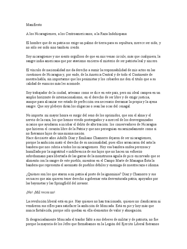 Manifiesto de San Albino 1927 | PDF | Nicaragua