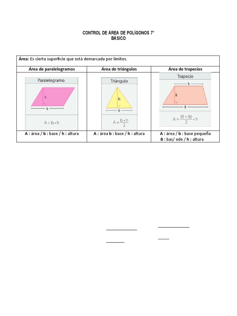 7° Basico Matematica Guia de Area de Poligonos 02 11 20 | PDF