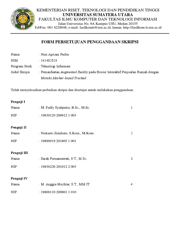 Persetujuan Penggandaan Skripsi | PDF