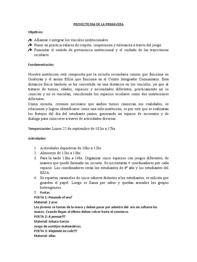 Proyecto Dia de La Primavera | PDF