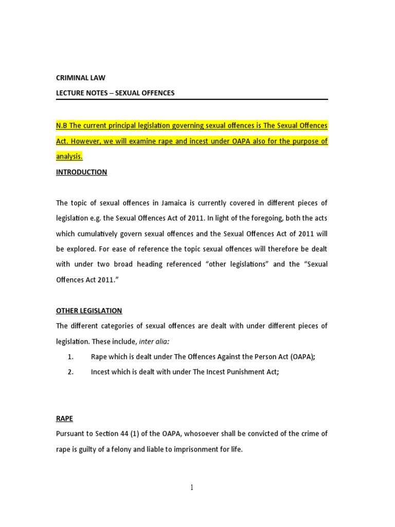 Lect. 10 Sexual Offences | PDF | Rape | Crimes