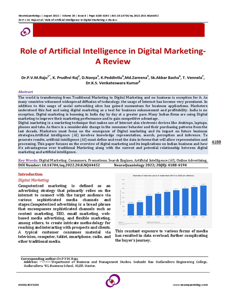 7 Role of Artificial Intelligence in Digital Marketing | PDF | Digital ...