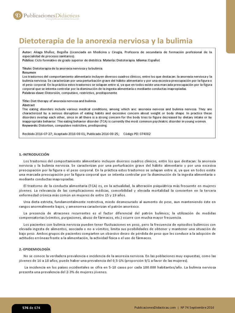 Ietoterapia de La Anorexia Nerviosa y La Bulimia: 1.-Introducción | PDF ...