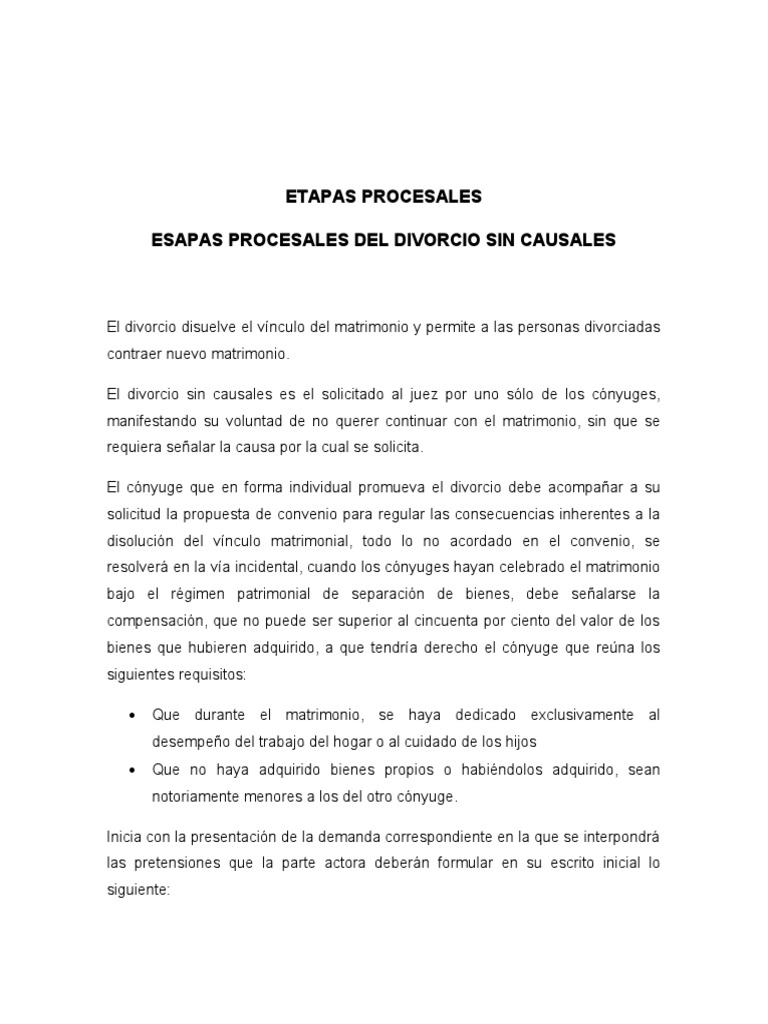Etapas Procesales | PDF | Divorcio | Sentencia (ley)