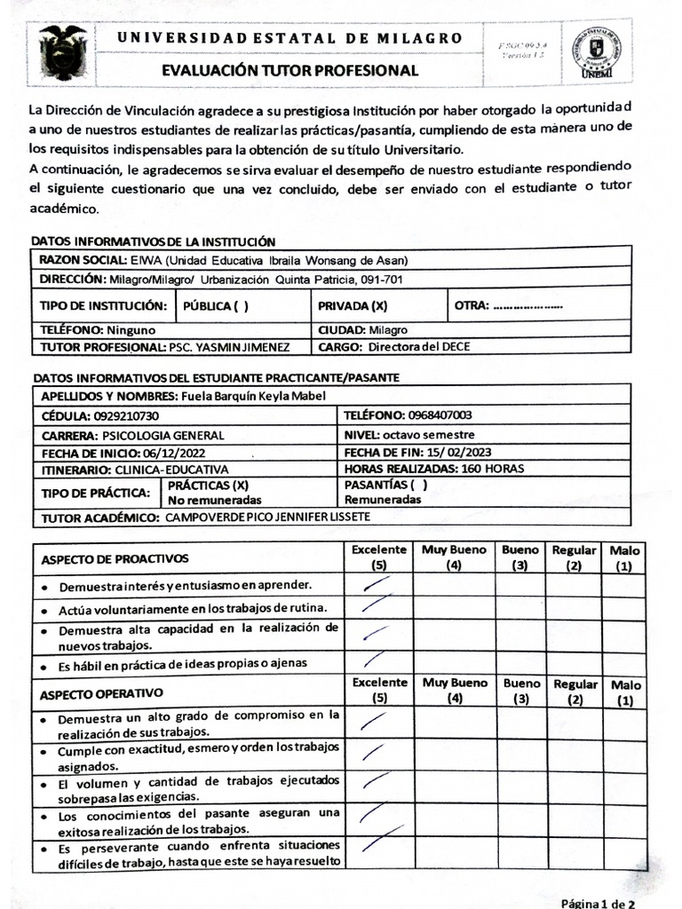 Evaluación Tutor | PDF