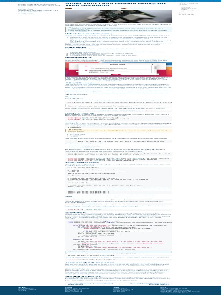 Build Your Own Mobile Proxy For Web Scraping - Scraping Fish | PDF | Proxy Server | World Wide Web