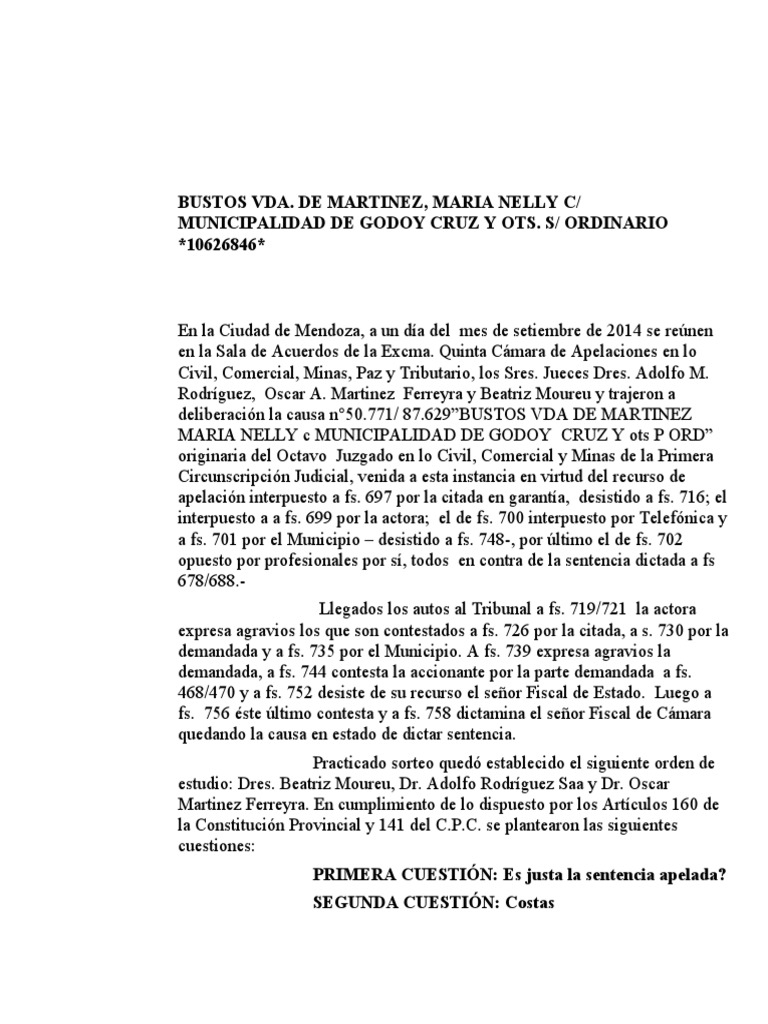 Sentencia Camara Bustos | PDF | Sentencia (ley) | Estatuto de limitaciones