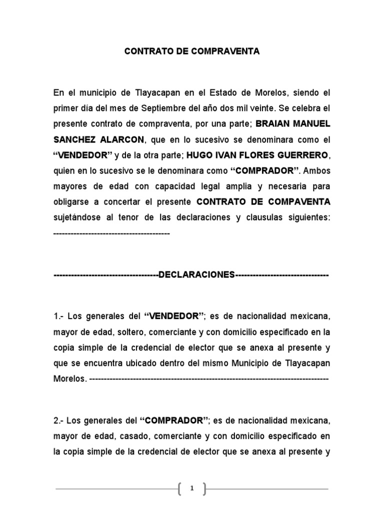 Contrato de Compraventa | PDF | Derecho contractual | Derecho civil (sistema legal)