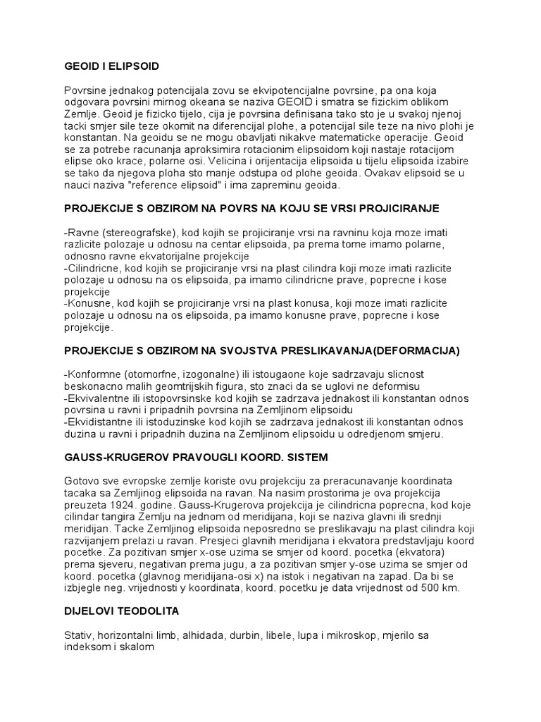 Geodezija Skripta (Pitanja I Odgovori) | PDF