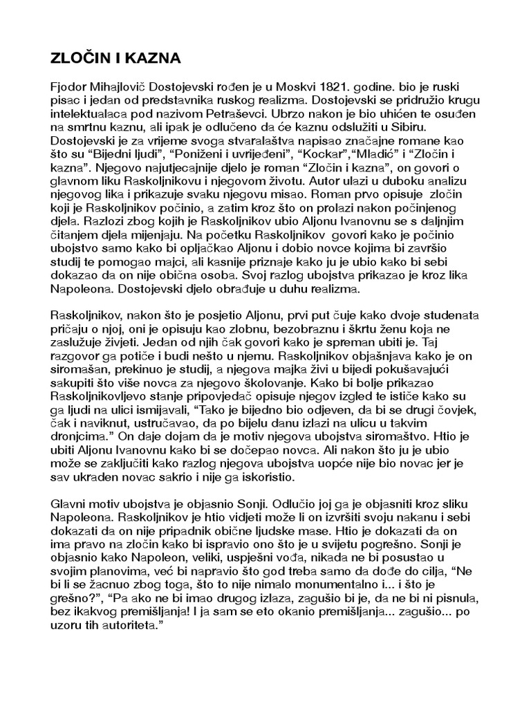 Zlocin I Kazna Esej | PDF