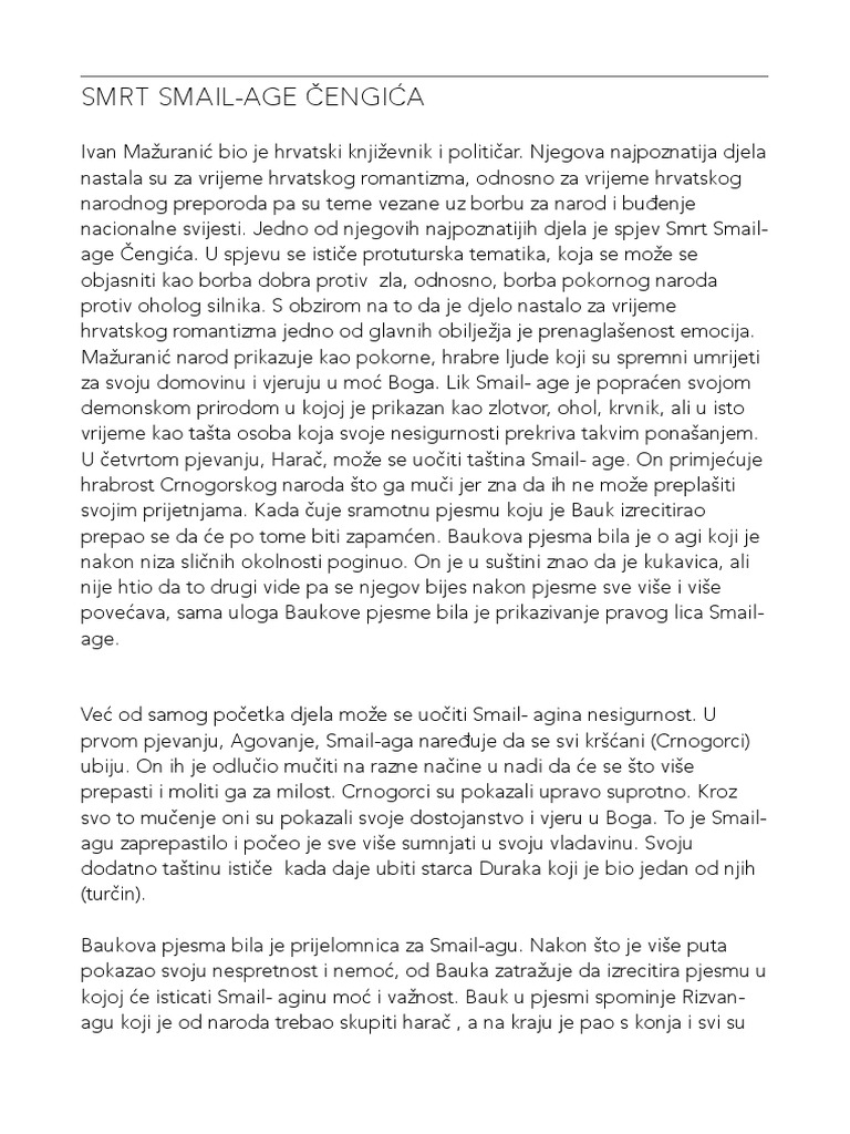 Smail Aga Mazuranic Esej | PDF