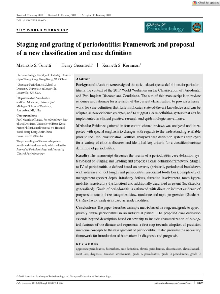 Journal of Periodontology - 2018 - Tonetti - Staging and Grading of ...