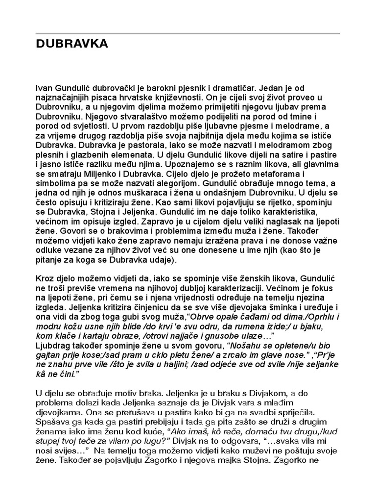Dubravka Gundulic Esej | PDF